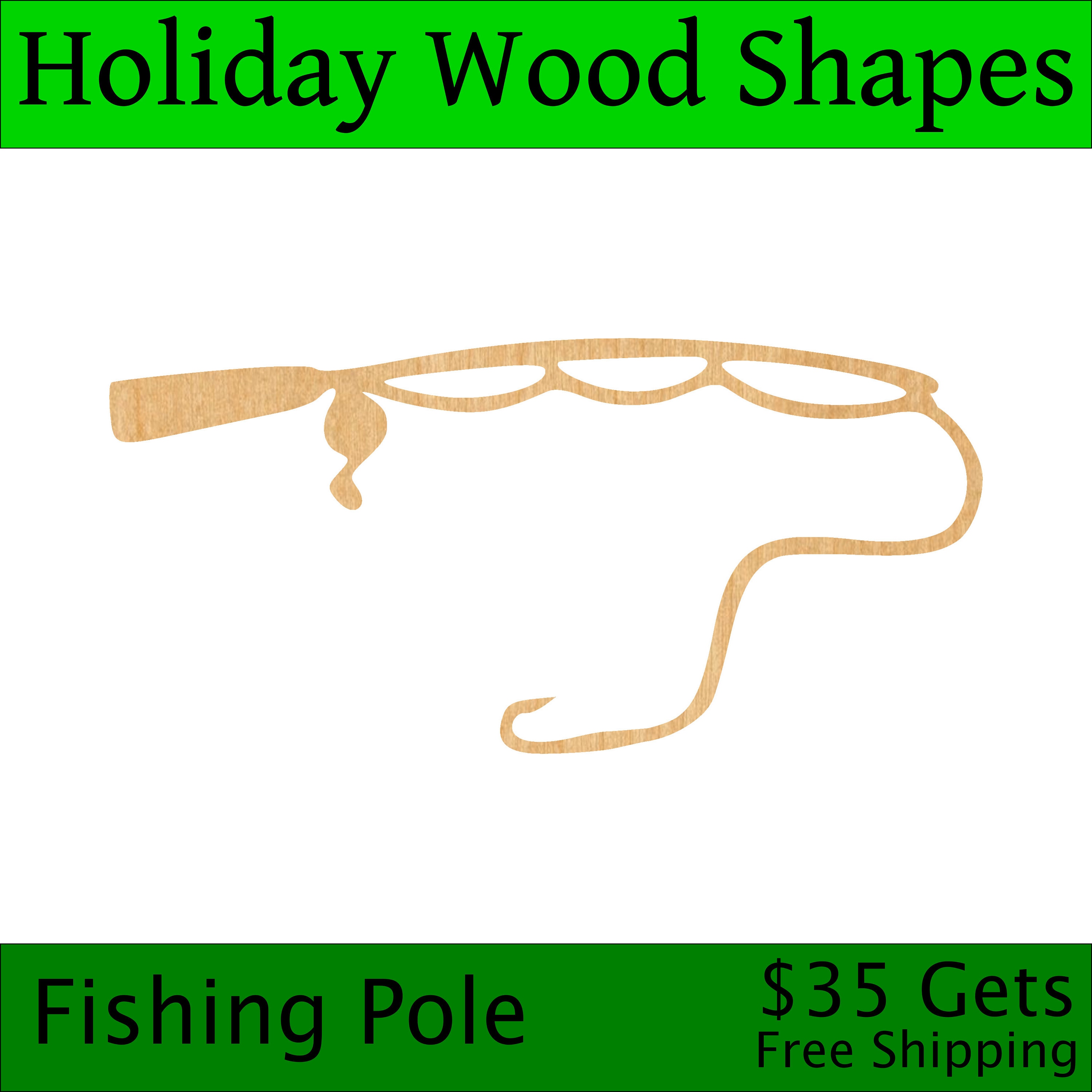 Laser Cut Fishing Pole Wood Blank, Crafting Supplies, Wooden Cutout ...
