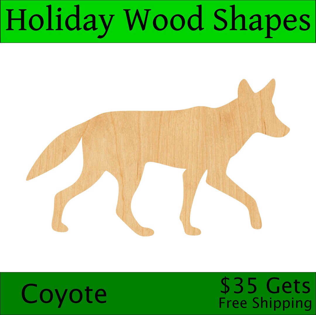 Laser Cut Coyote Wood Blank, Crafting Supplies, Wooden Cutout, DIY ...