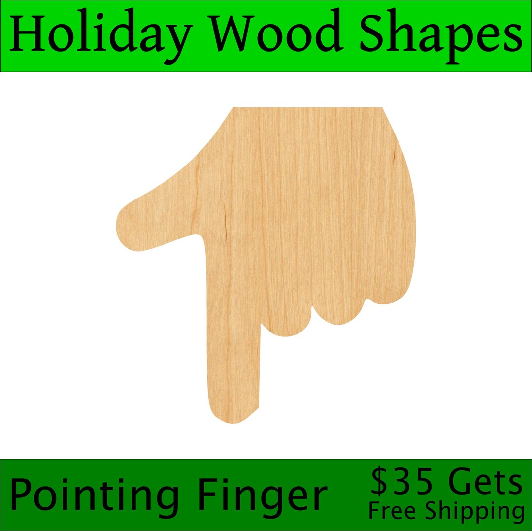 Laser Cut Pointing Finger Wood Blank, Crafting Supplies, Wooden Cutout ...
