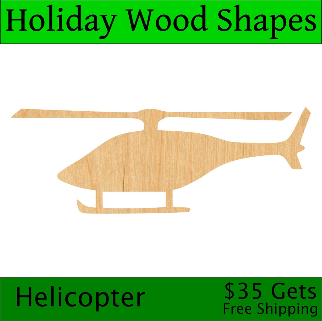 Laser Cut Helicopter Wood Blank, Crafting Supplies, Wooden Cutout, DIY ...