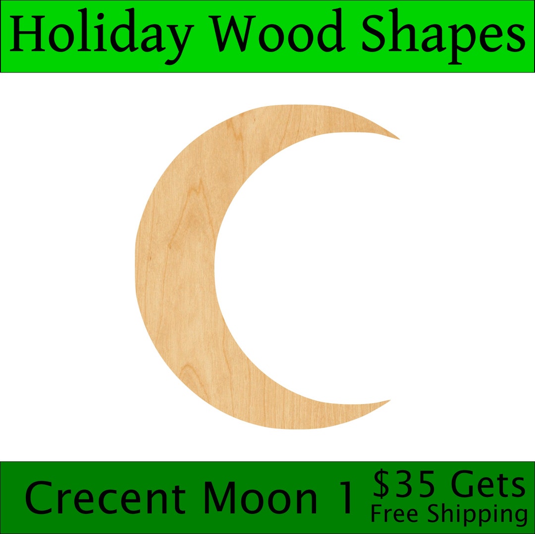 Laser Cut Crecent Moon Design 1 Wood Blank, Crafting Supplies, Wooden ...