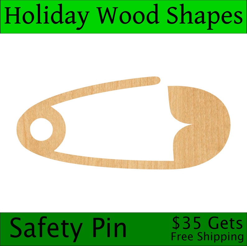 Laser Cut Safety Pin Wood Blank, Crafting Supplies, Wooden Cutout, DIY ...