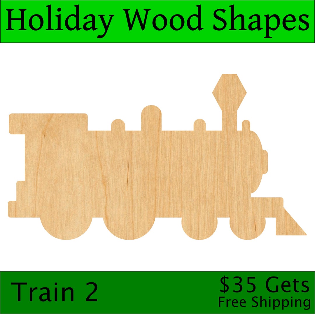 Laser Cut Train Design 2 Wood Blank, Crafting Supplies, Wooden Cutout ...