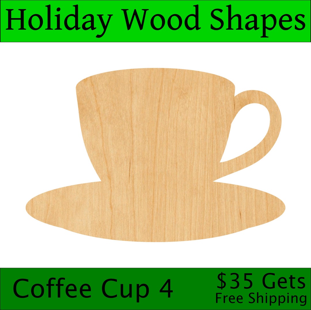 Laser Cut Coffee Cup Wood Blank, Crafting Supplies, Wooden Cutout, DIY ...