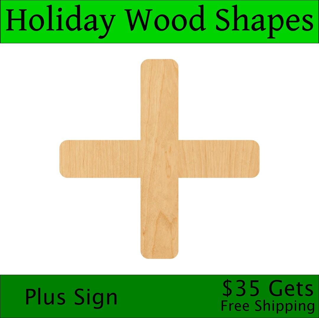 Laser Cut Plus Sign Wood Blank, Crafting Supplies, Wooden Cutout, DIY ...