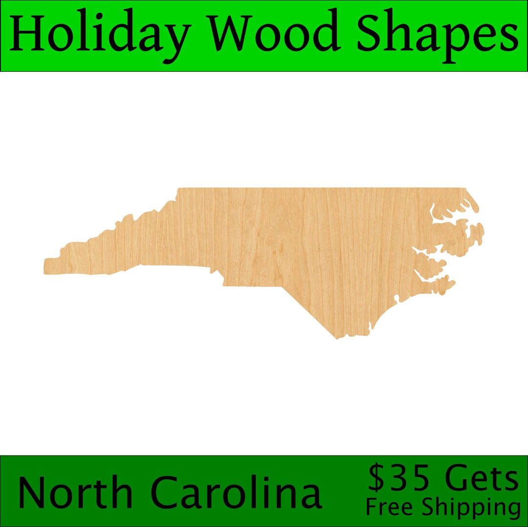 Laser Cut North Carolina Wood Blank, Crafting Supplies, Wooden Cutout ...