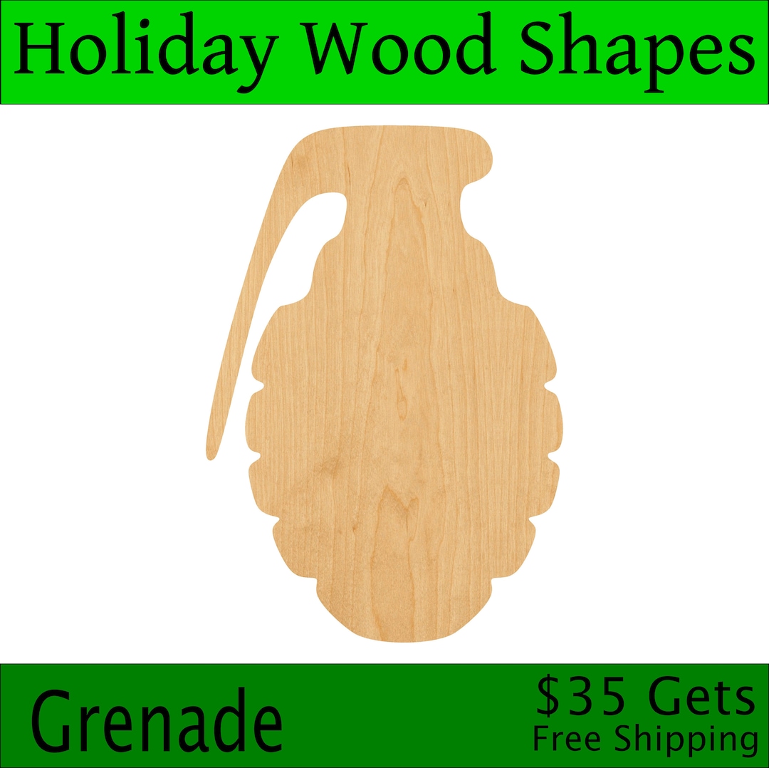 Laser Cut Grenade Wood Blank, Crafting Supplies, Wooden Cutout, DIY ...