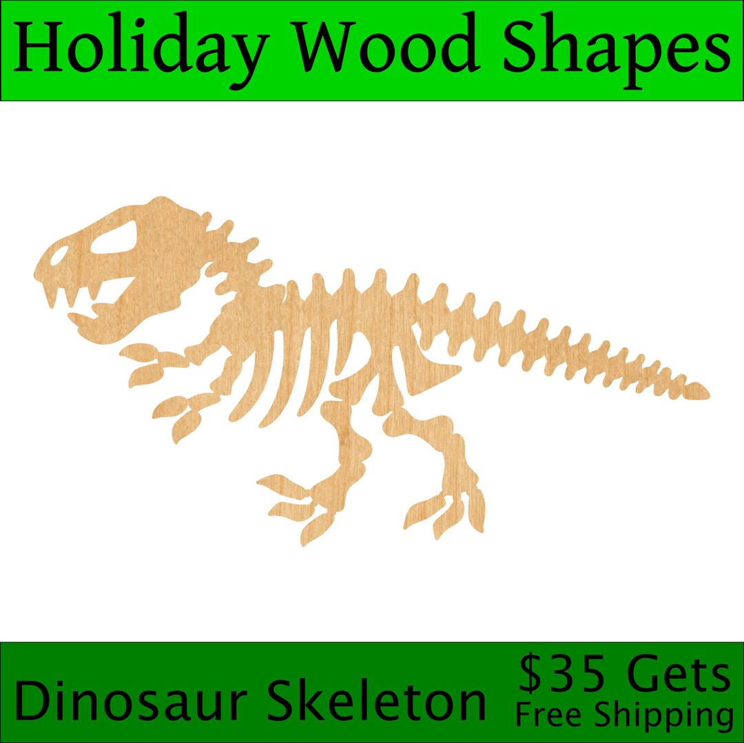 Laser Cut Dinosaur Skeleton Wood Blank, Crafting Supplies, Wooden ...