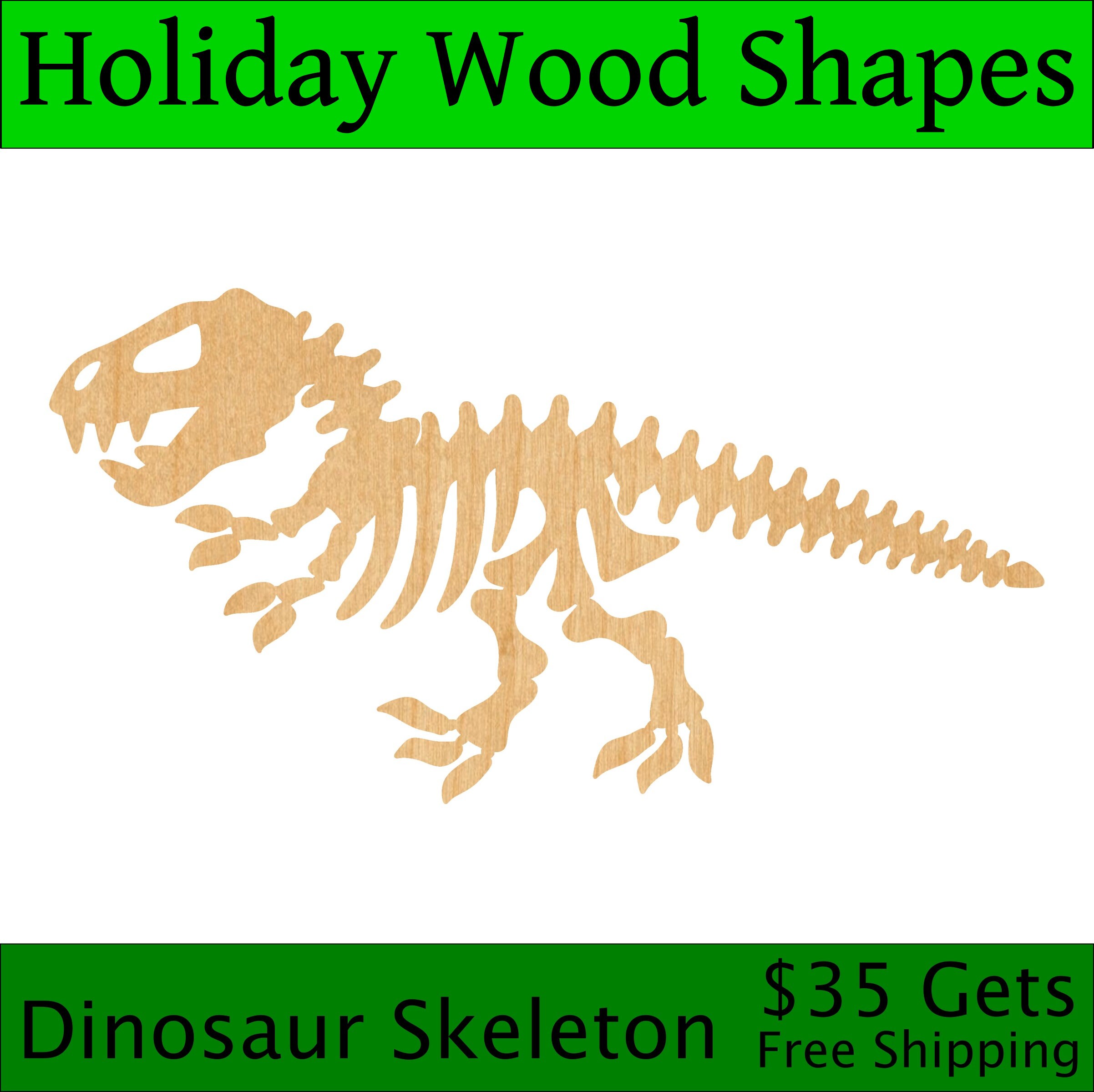 Laser Cut Dinosaur Skeleton Wood Blank, Crafting Supplies, Wooden ...