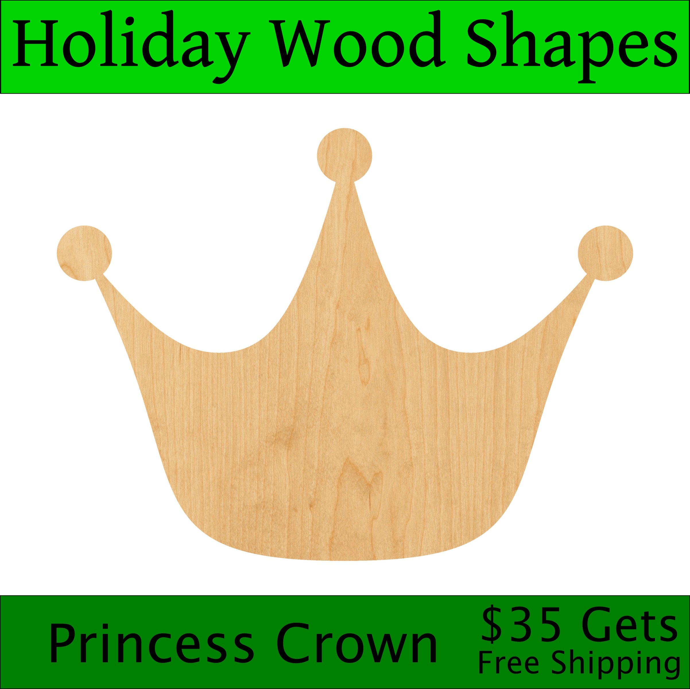 Laser Cut Princess Crown Wood Blank, Crafting Supplies, Wooden Cutout ...