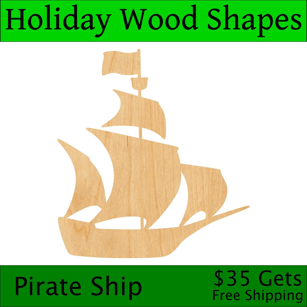 Laser Cut Pirate Ship Wood Blank, Crafting Supplies, Wooden Cutout, DIY ...