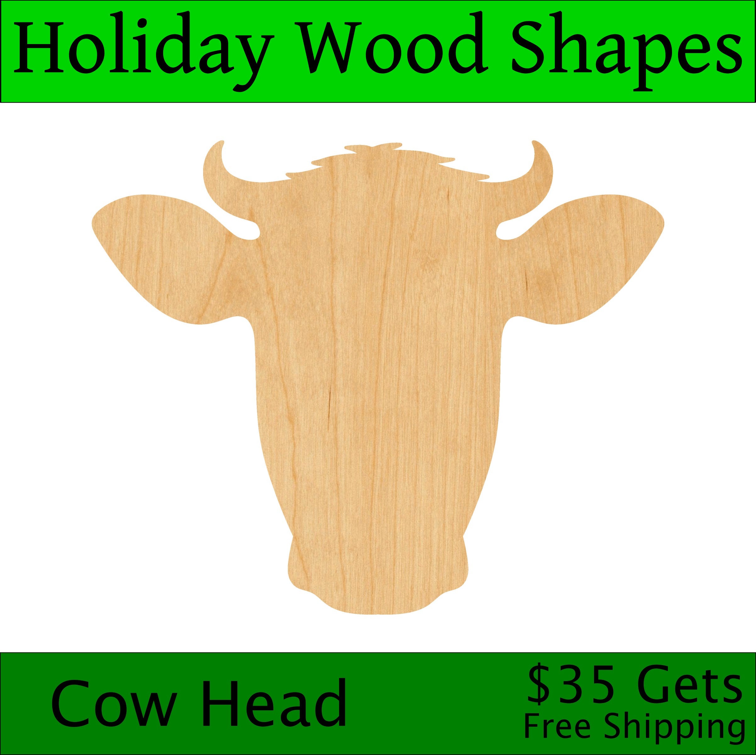 Laser Cut Cow Head Wood Blank, Crafting Supplies, Wooden Cutout, DIY ...