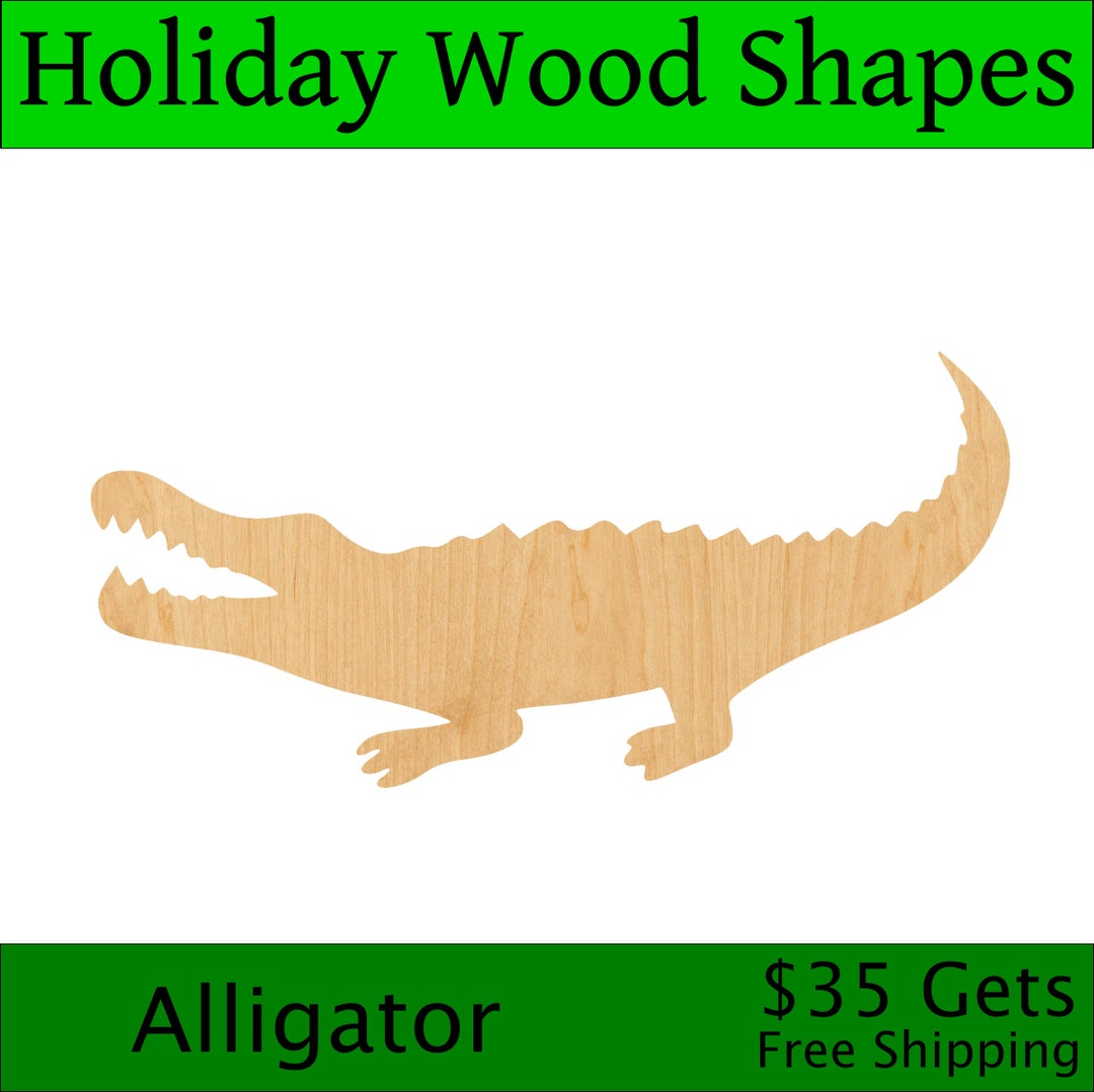 Laser Cut Alligator Wood Blank, Crafting Supplies, Wooden Cutout, DIY ...