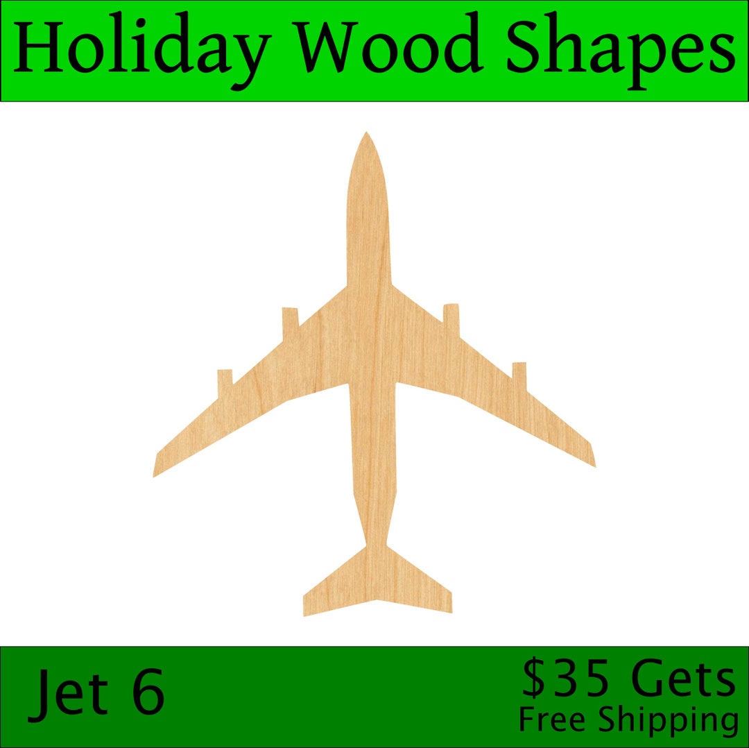 Laser Cut Jet Design 6 Wood Blank, Crafting Supplies, Wooden Cutout ...