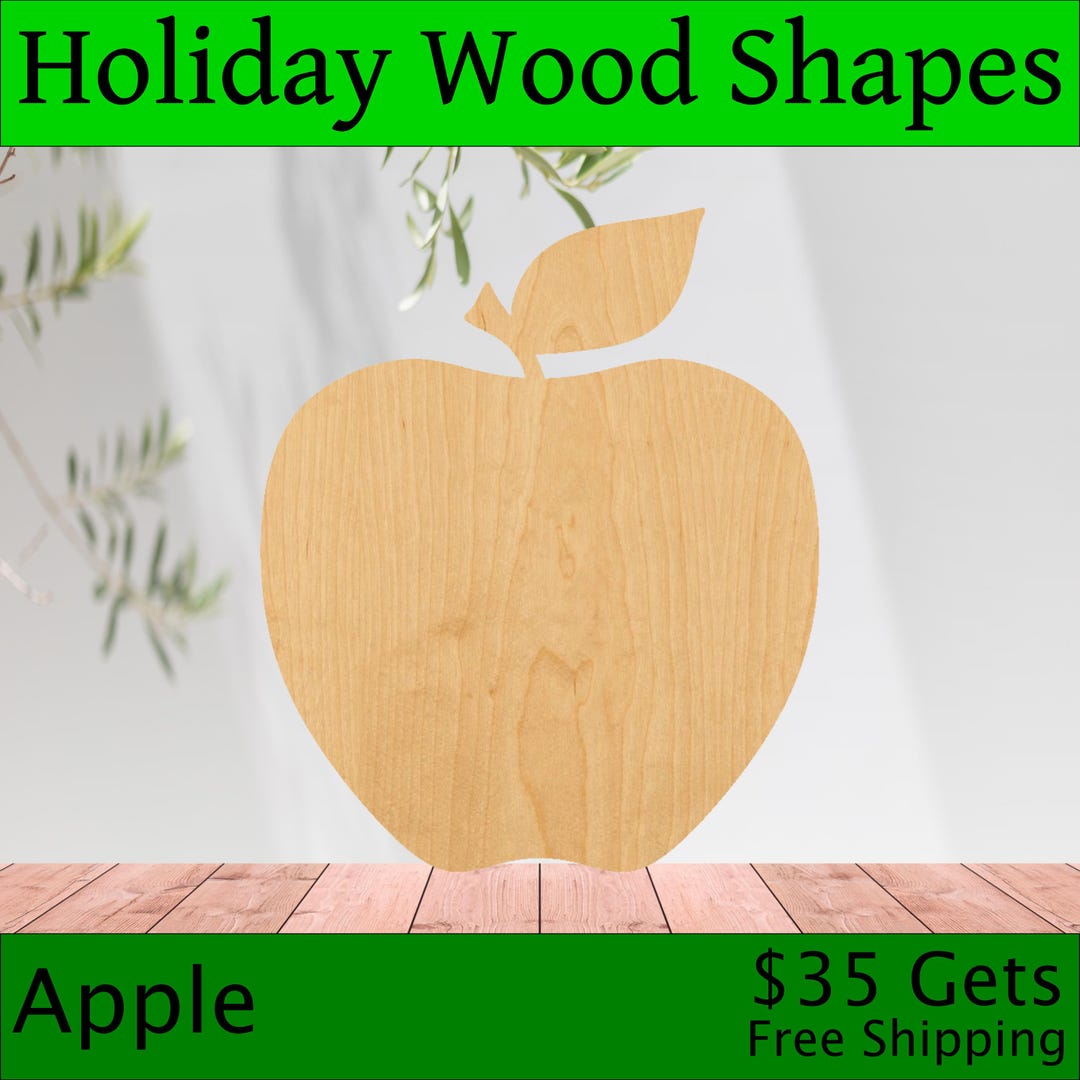 Laser Cut Apple Wood Blank, Crafting Supplies, Wooden Cutout, DIY ...
