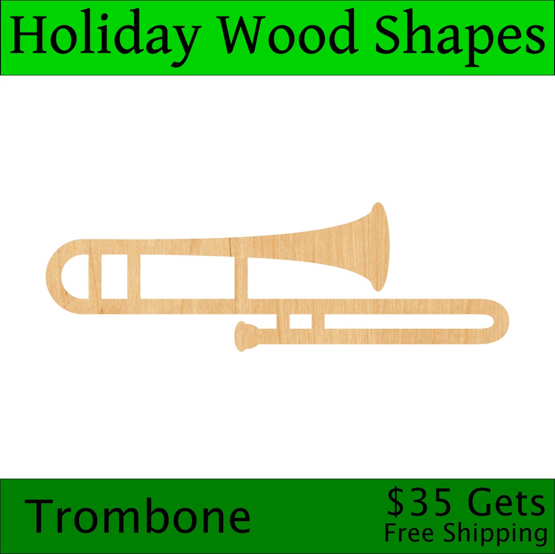 Laser Cut Trombone Wood Blank, Crafting Supplies, Wooden Cutout, DIY ...
