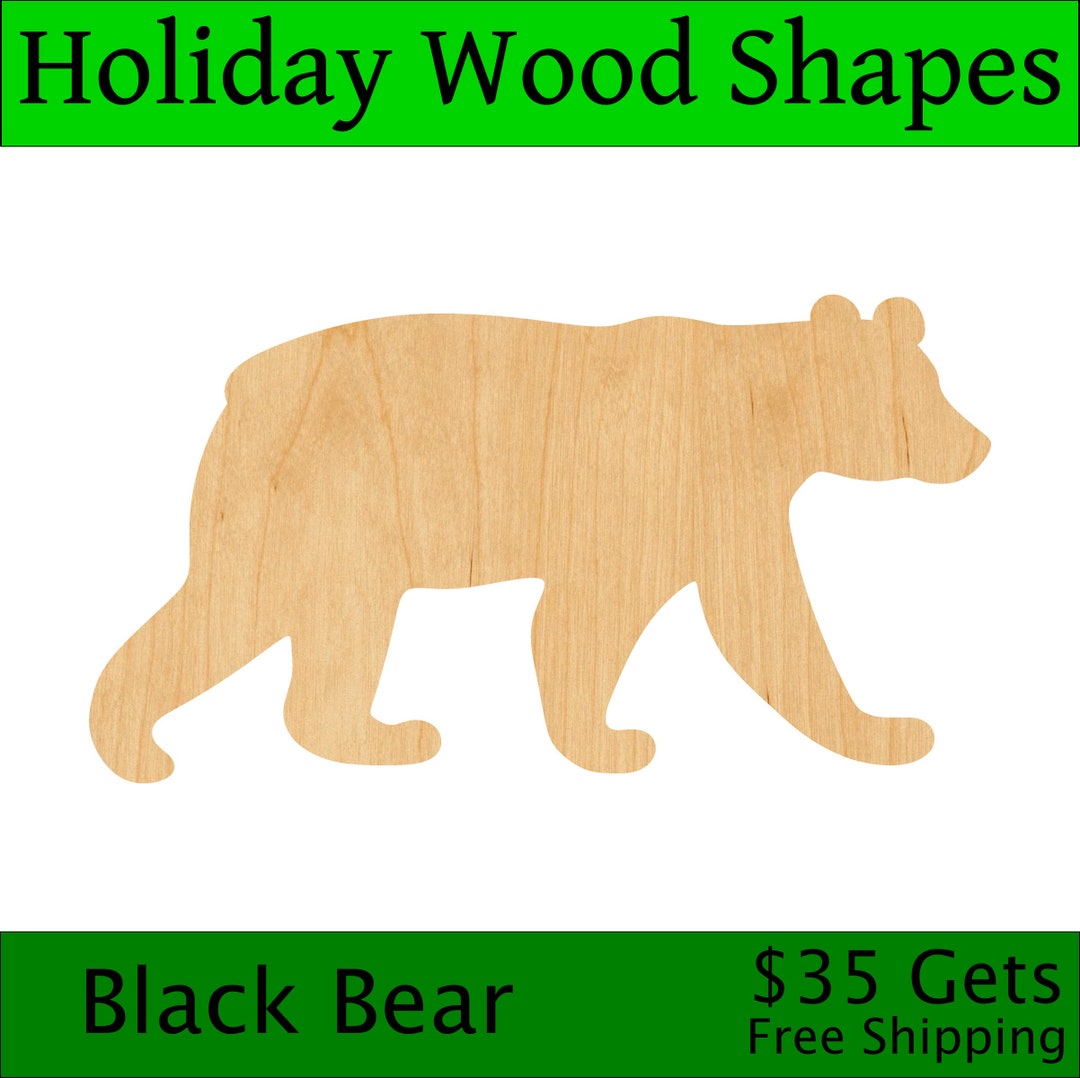 Laser Cut Black Bear Wood Blank, Crafting Supplies, Wooden Cutout, DIY ...