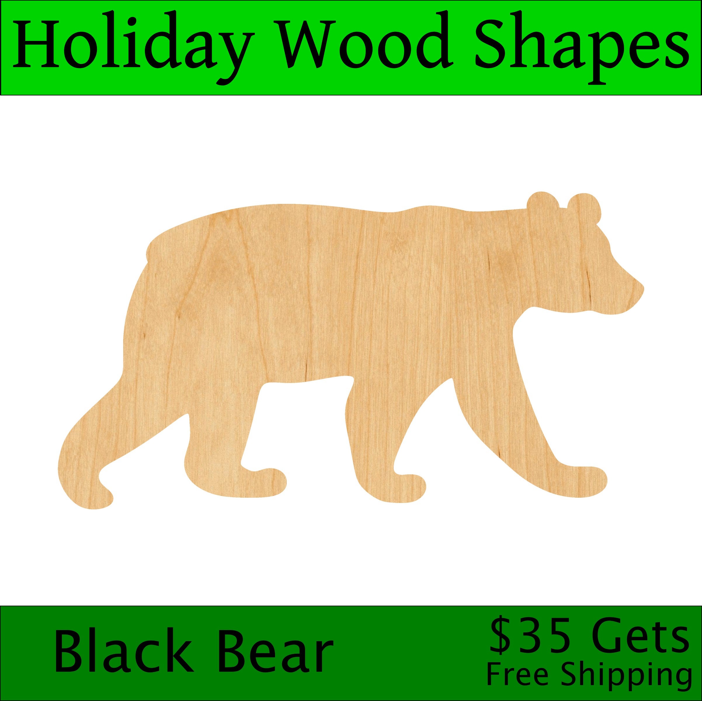 Laser Cut Black Bear Wood Blank, Crafting Supplies, Wooden Cutout, DIY ...