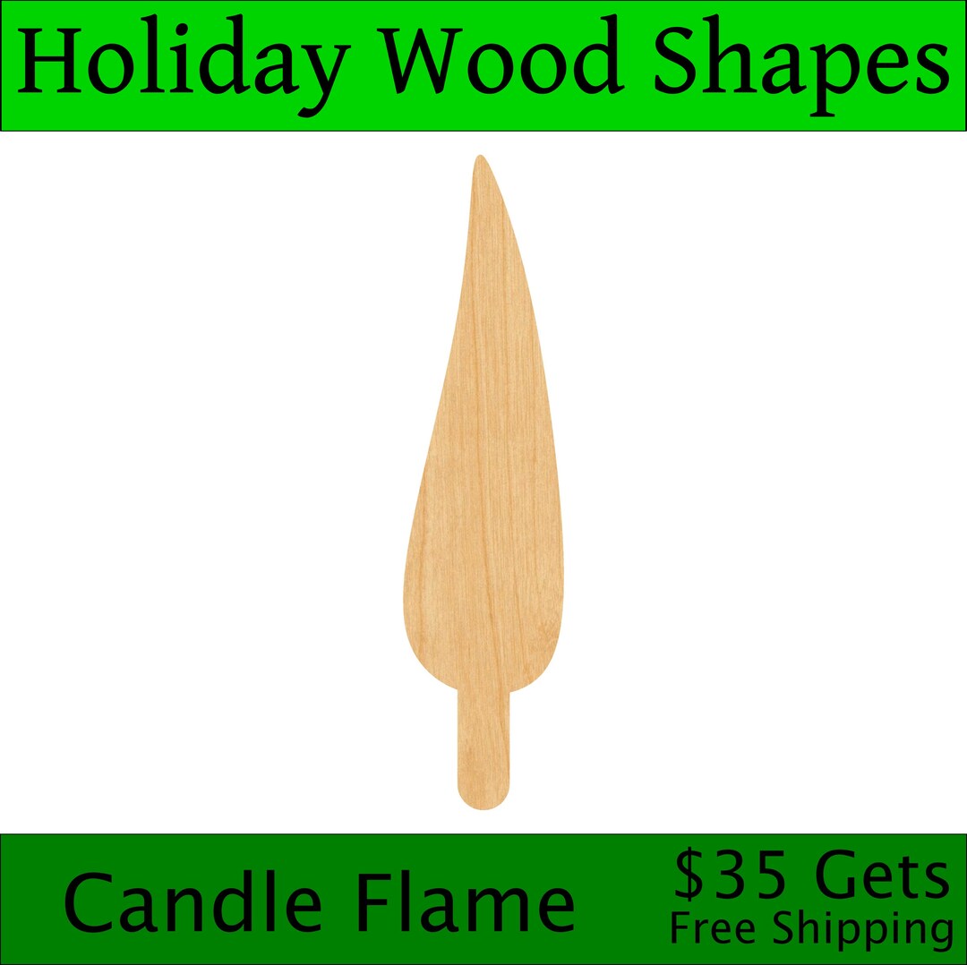 Laser Cut Candle Flame Wood Blank, Crafting Supplies, Wooden Cutout ...