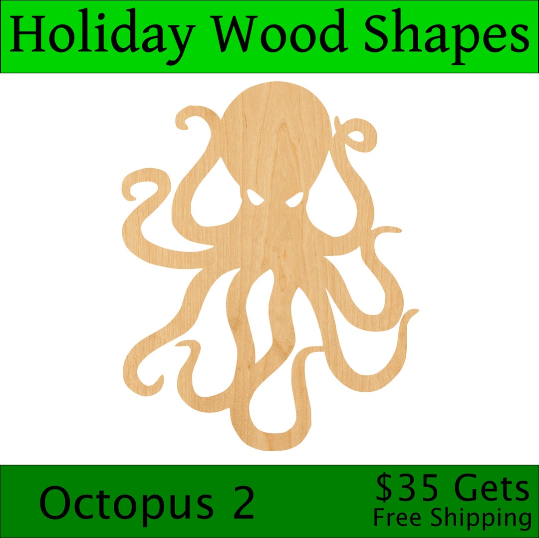 Laser Cut Octopus Design 2 Wood Blank, Crafting Supplies, Wooden Cutout ...