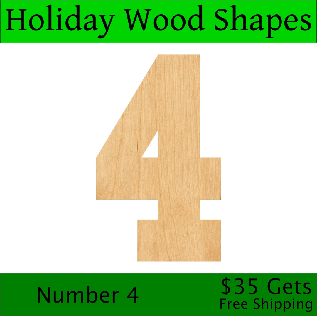 Laser Cut Number 4 Wood Blank, Crafting Supplies, Wooden Cutout, DIY ...
