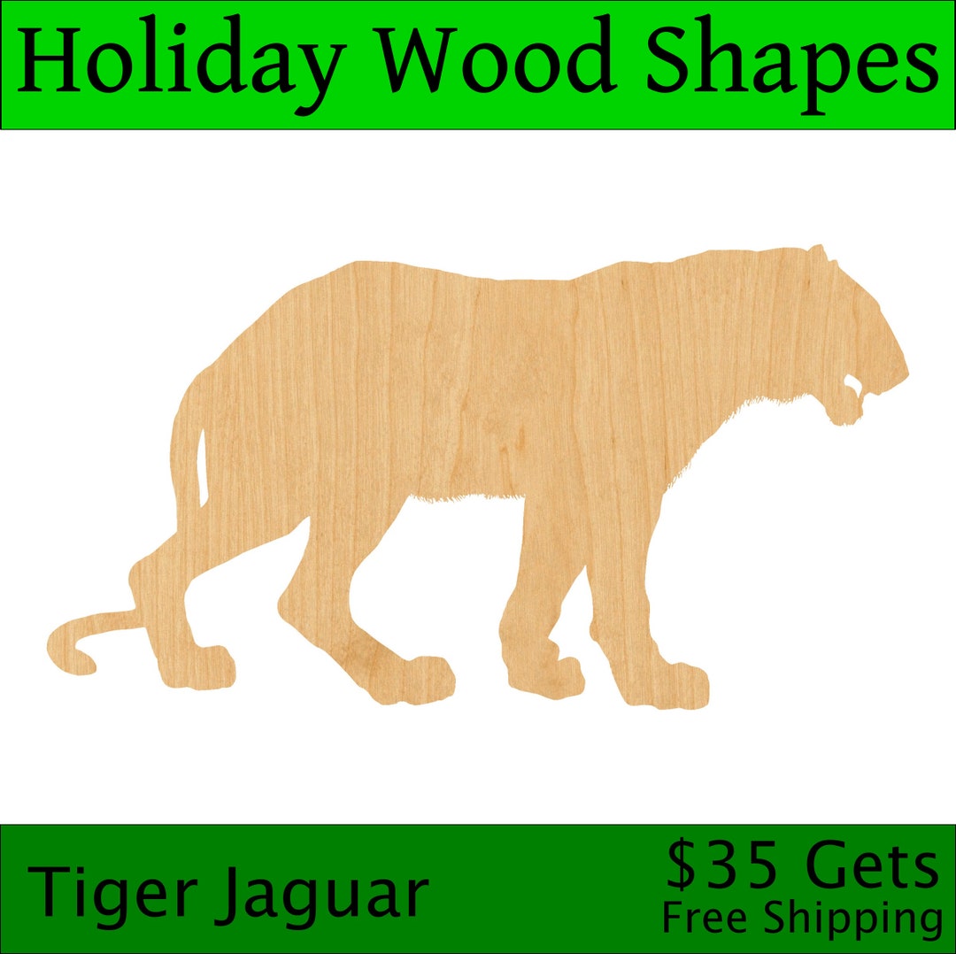 Laser Cut Tiger Jaguar Wood Blank, Crafting Supplies, Wooden Cutout ...