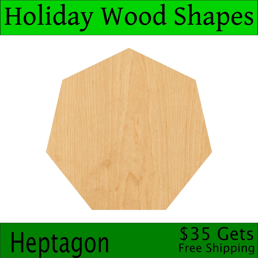 Laser Cut Heptagon Wood Blank, Crafting Supplies, Wooden Cutout, DIY ...