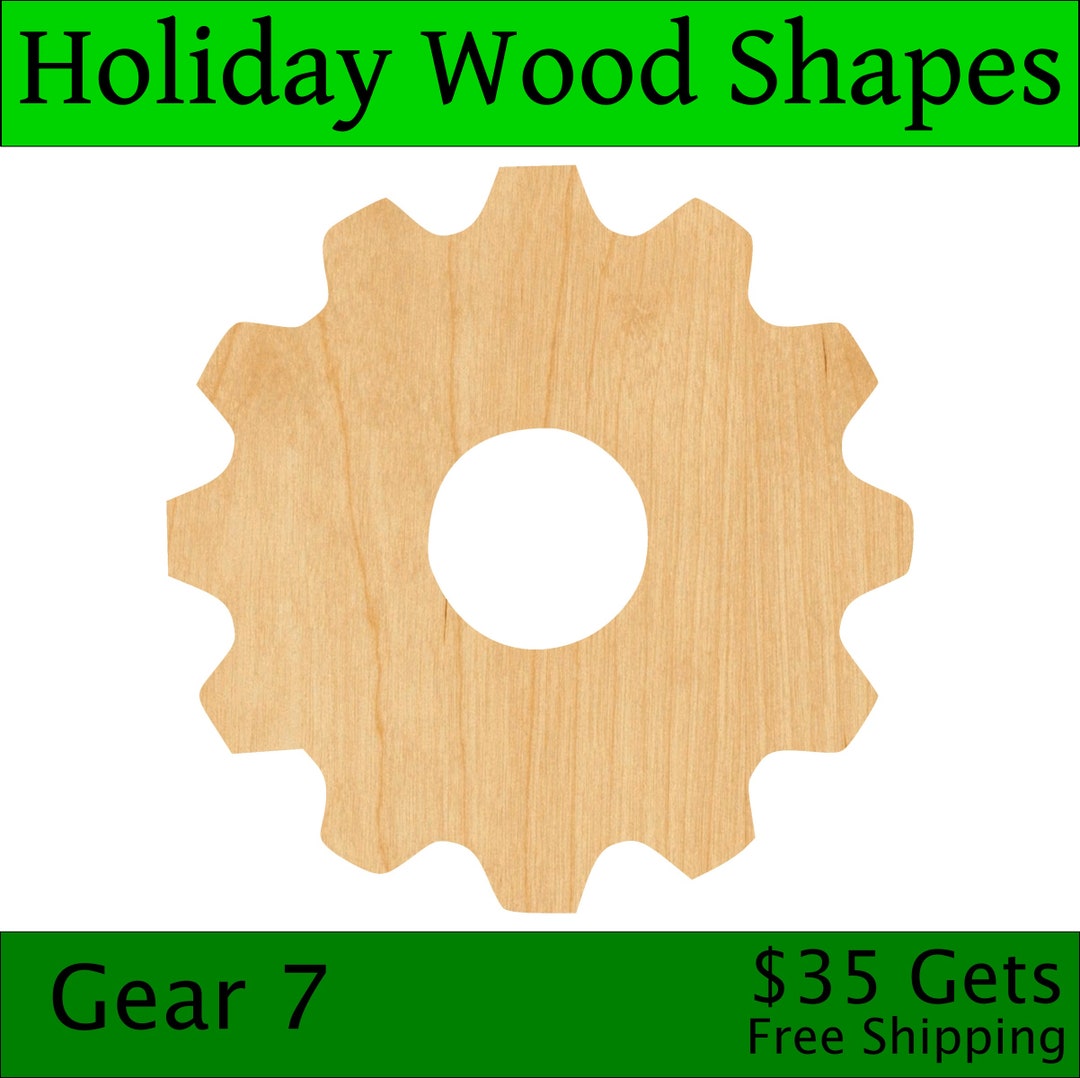 Laser Cut Gear Design 7 Wood Blank, Crafting Supplies, Wooden Cutout ...