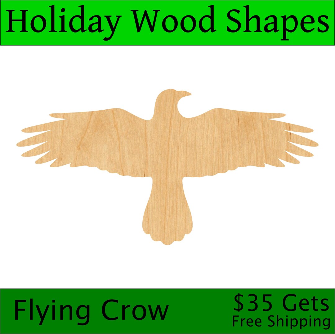 Laser Cut Flying Crow Wood Blank, Crafting Supplies, Wooden Cutout, DIY ...