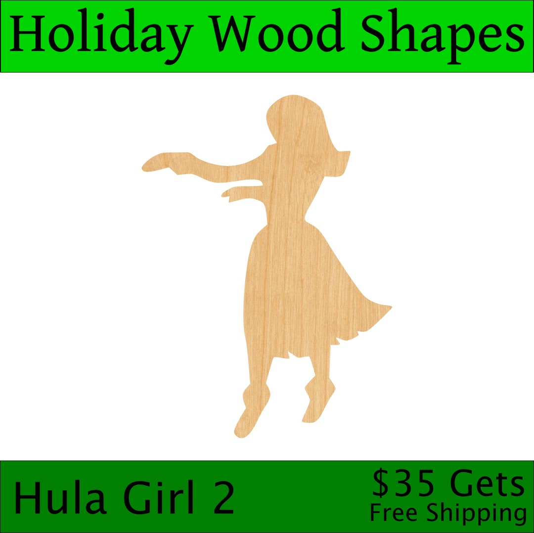 Laser Cut Hula Girl Design 2 Wood Blank, Crafting Supplies, Wooden ...