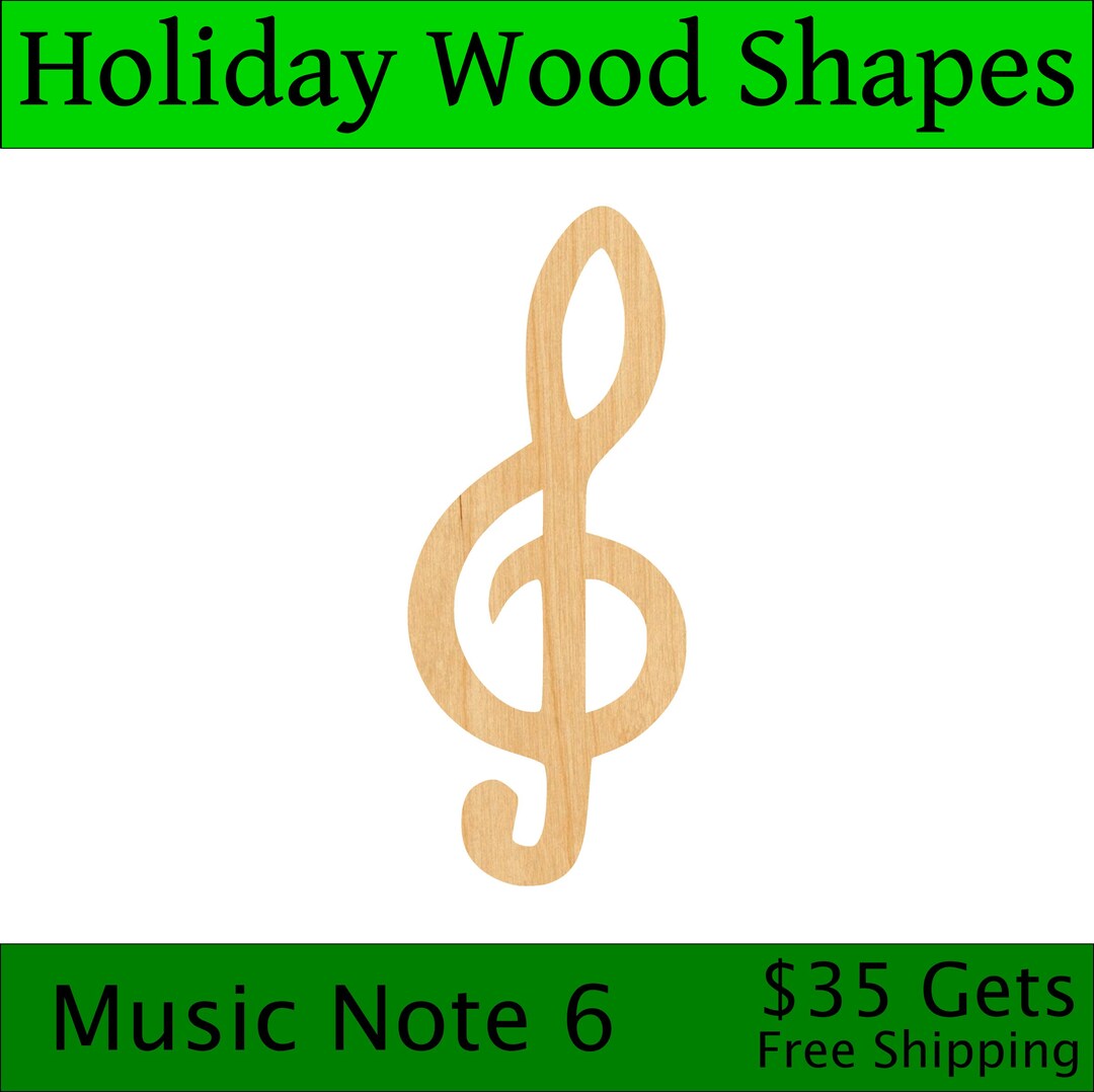 Laser Cut Music Note Design 6 Wood Blank, Crafting Supplies, Wooden ...