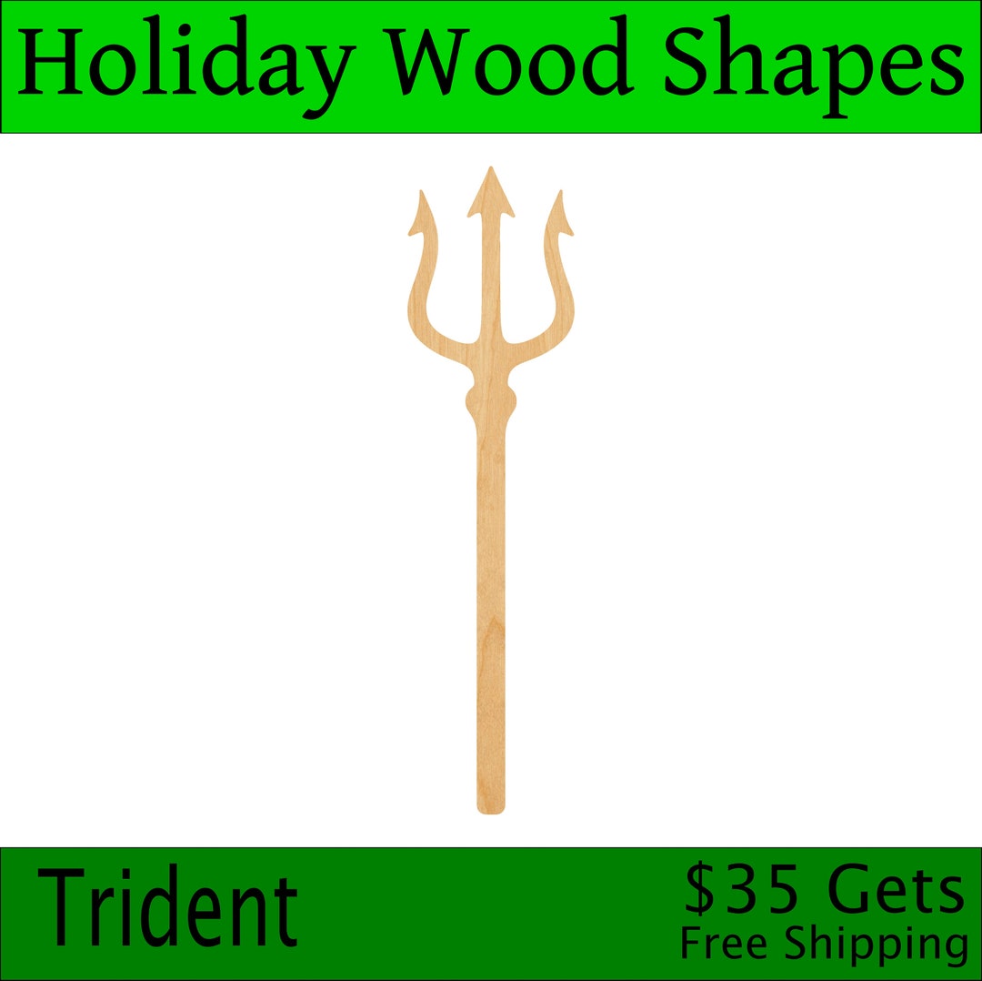 Laser Cut Trident Wood Blank, Crafting Supplies, Wooden Cutout, DIY ...
