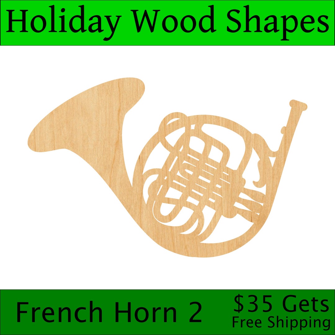 Laser Cut French Horn Design 2 Wood Blank, Crafting Supplies, Wooden ...