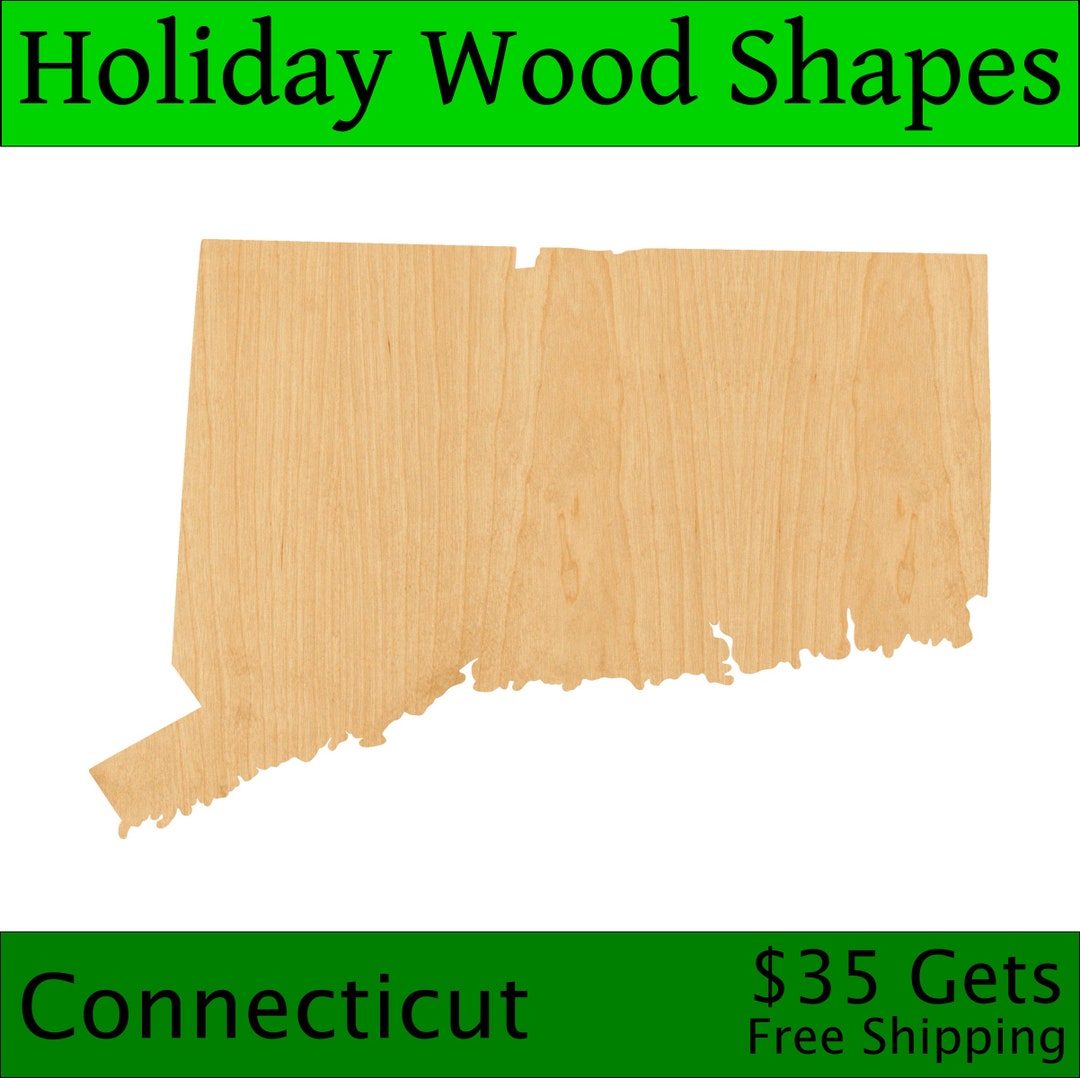 Laser Cut Connecticut Wood Blank, Crafting Supplies, Wooden Cutout, DIY ...