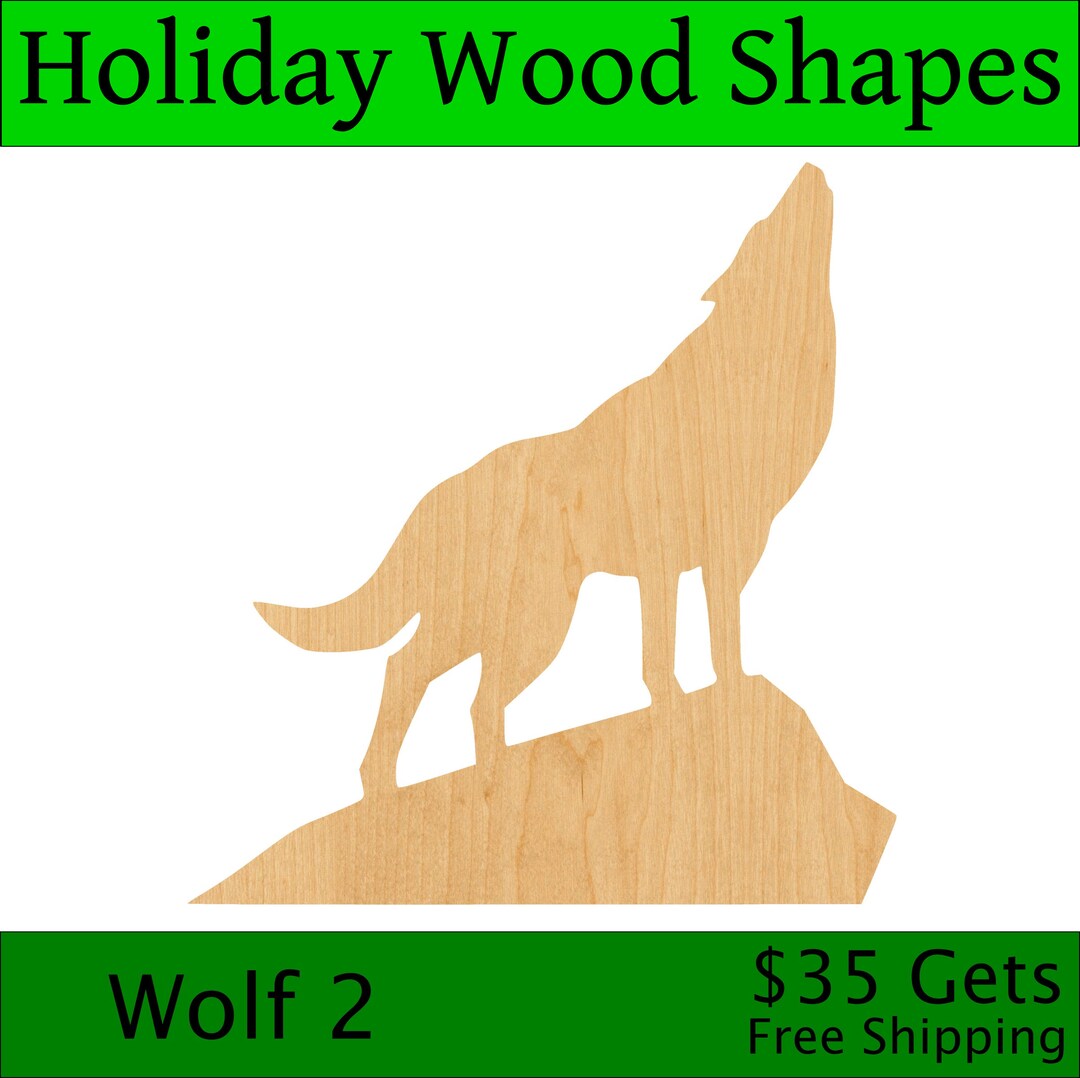 Laser Cut Wolf Design 2 Wood Blank, Crafting Supplies, Wooden Cutout ...