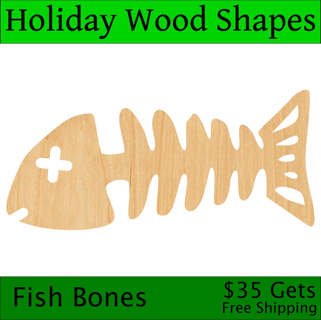 Laser Cut Fish Bones Wood Blank, Crafting Supplies, Wooden Cutout, DIY ...
