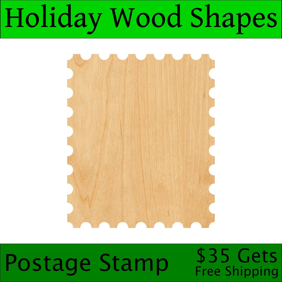 Laser Cut Postage Stamp Wood Blank, Crafting Supplies, Wooden Cutout ...