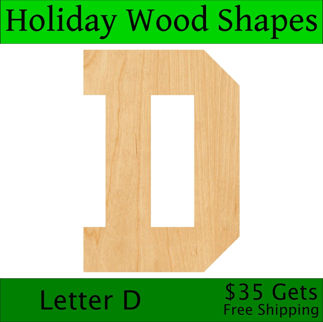 Laser Cut Letter D Wood Blank, Crafting Supplies, Wooden Cutout, DIY ...