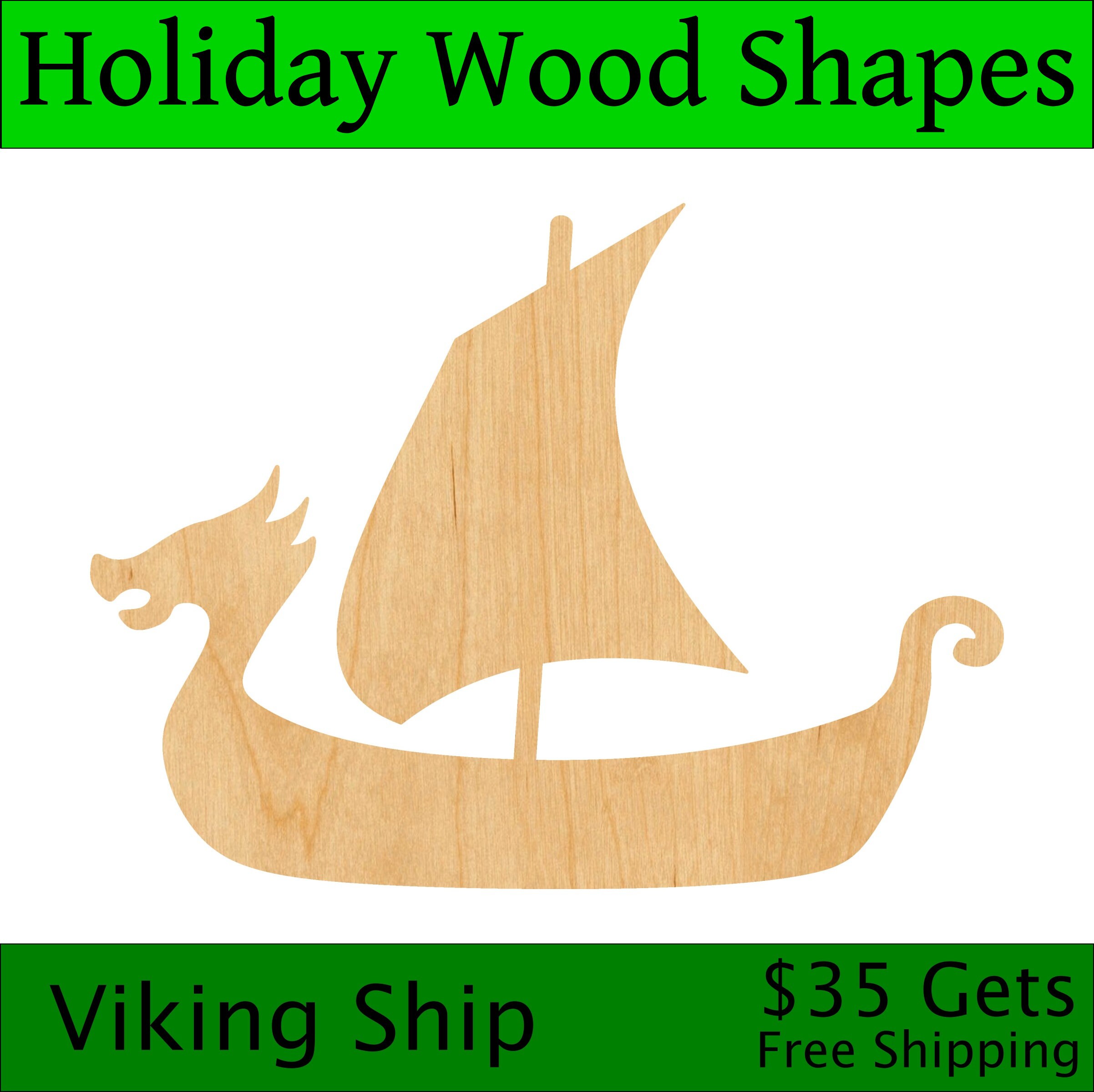 Laser Cut Viking Ship Wood Blank, Crafting Supplies, Wooden Cutout, DIY ...