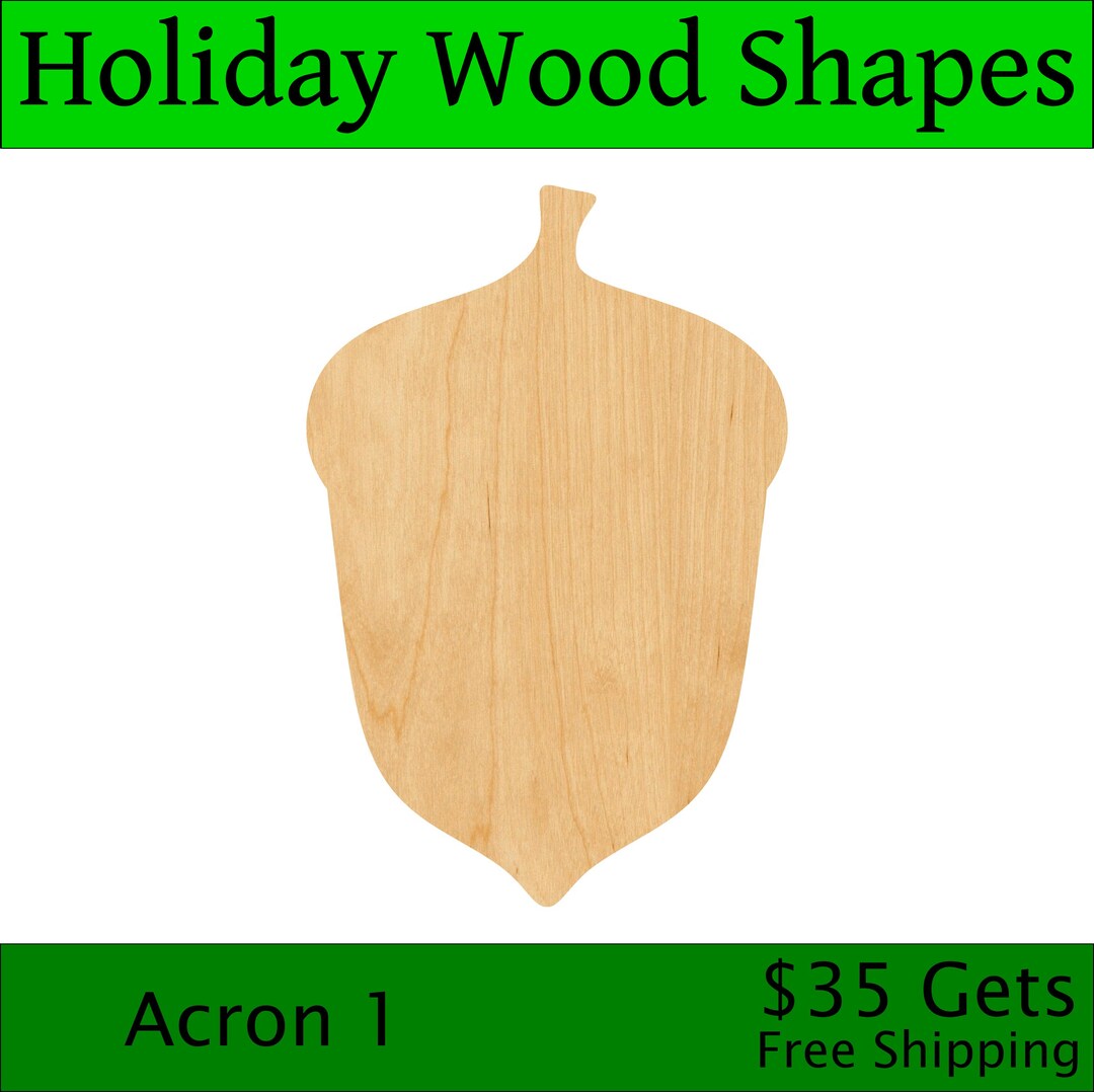 Laser Cut Acron Design 1 Wood Blank, Crafting Supplies, Wooden Cutout ...
