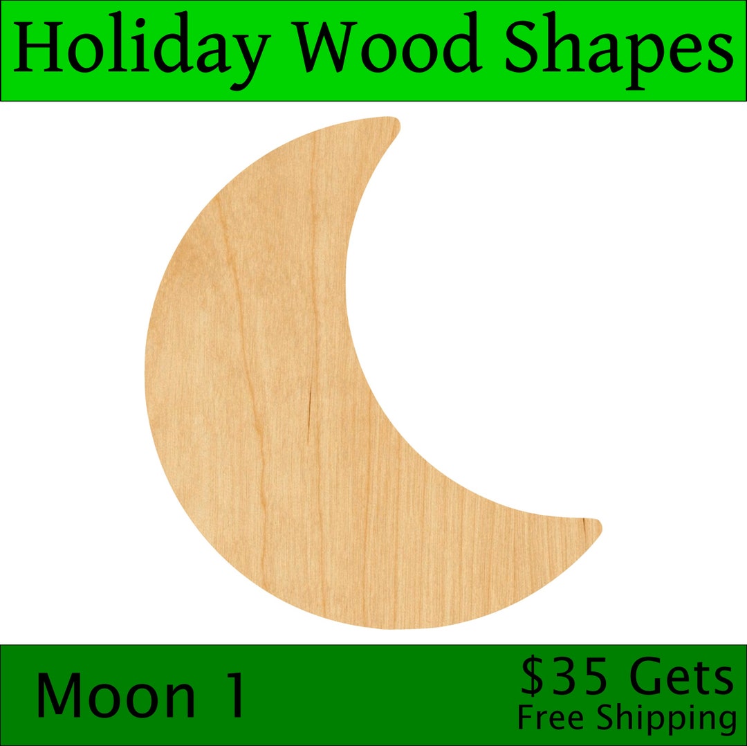 Laser Cut Moon Design 1 Wood Blank, Crafting Supplies, Wooden Cutout ...
