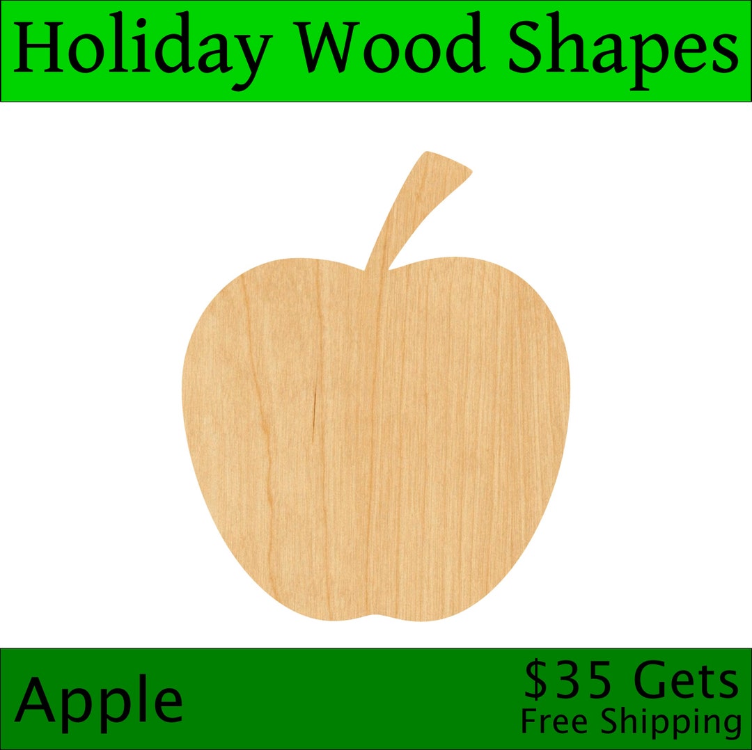 Laser Cut Apple Wood Blank, Crafting Supplies, Wooden Cutout, DIY ...