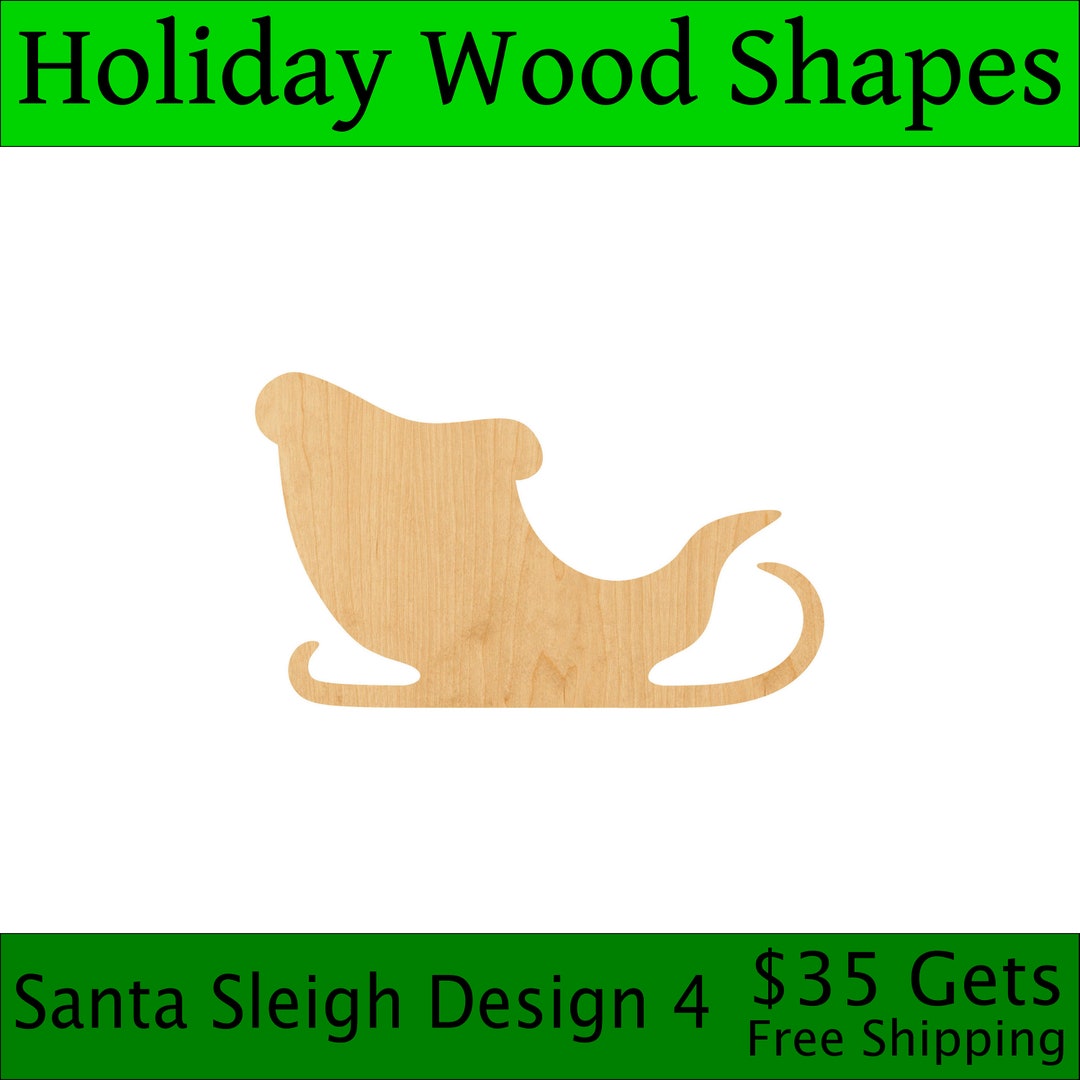 Laser Cut Santa Sleigh Design 4 Wood Blank, Crafting Supplies, Wooden ...