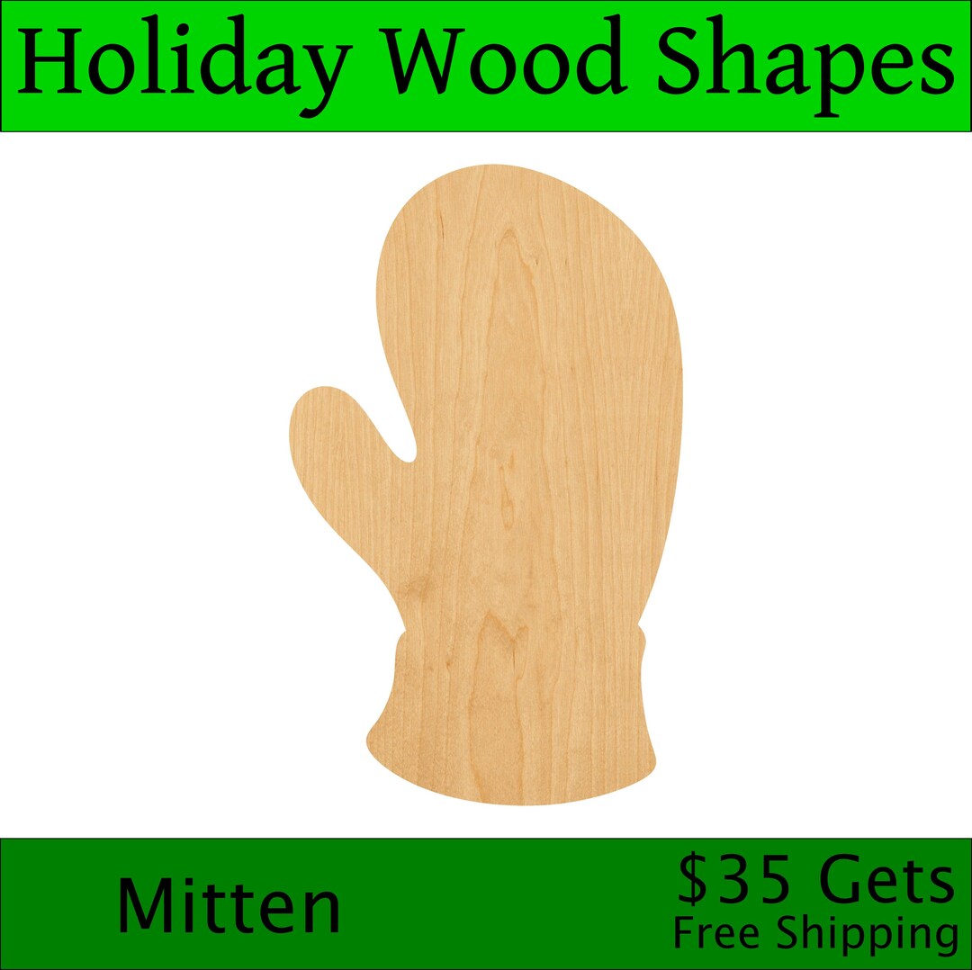 Laser Cut Mitten Wood Blank, Crafting Supplies, Wooden Cutout, DIY ...