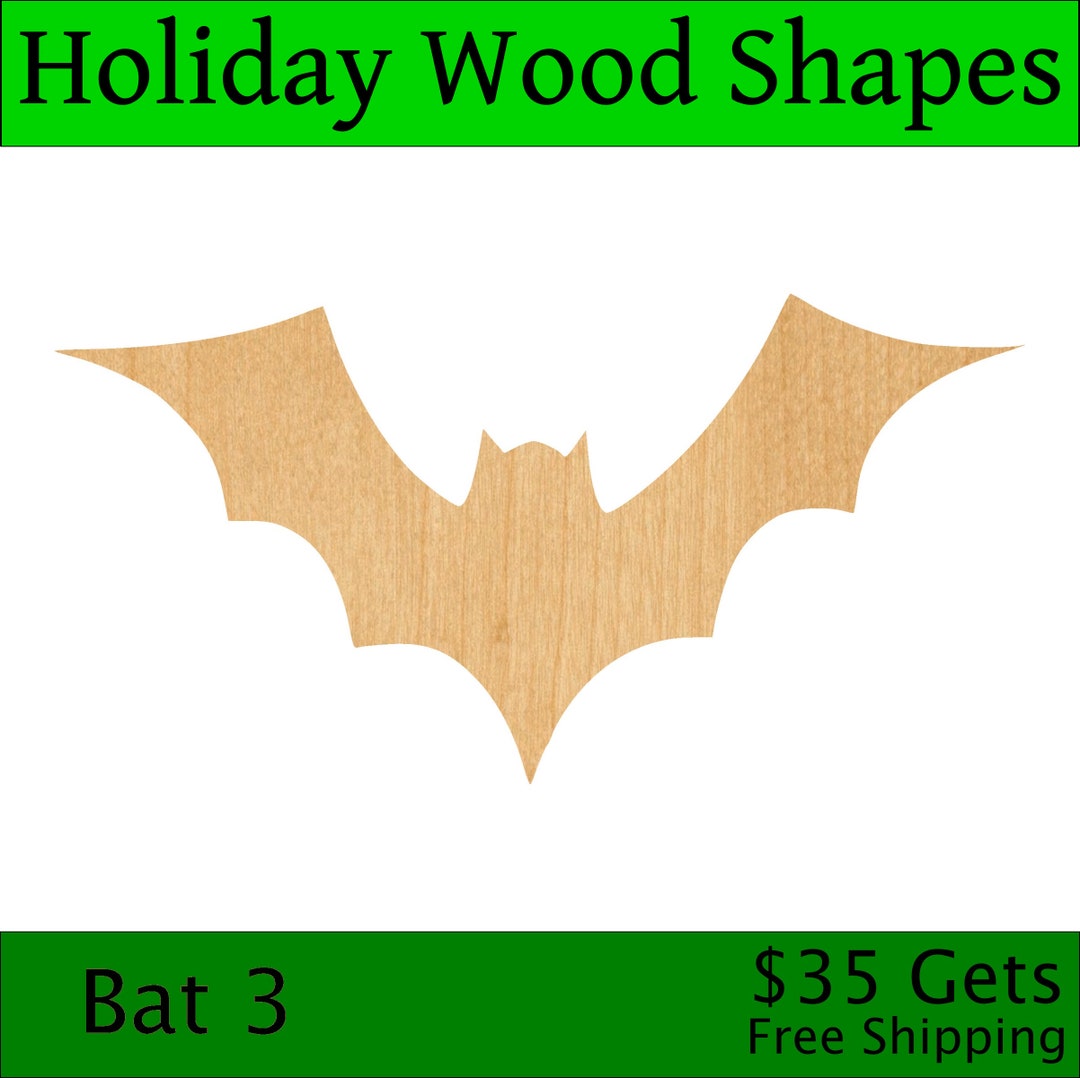 Laser Cut Bat Design 3 Wood Blank, Crafting Supplies, Wooden Cutout ...