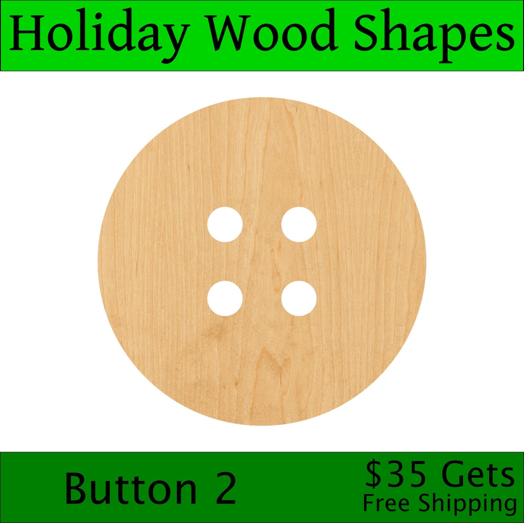 Laser Cut Button Design 2 Wood Blank, Crafting Supplies, Wooden Cutout ...