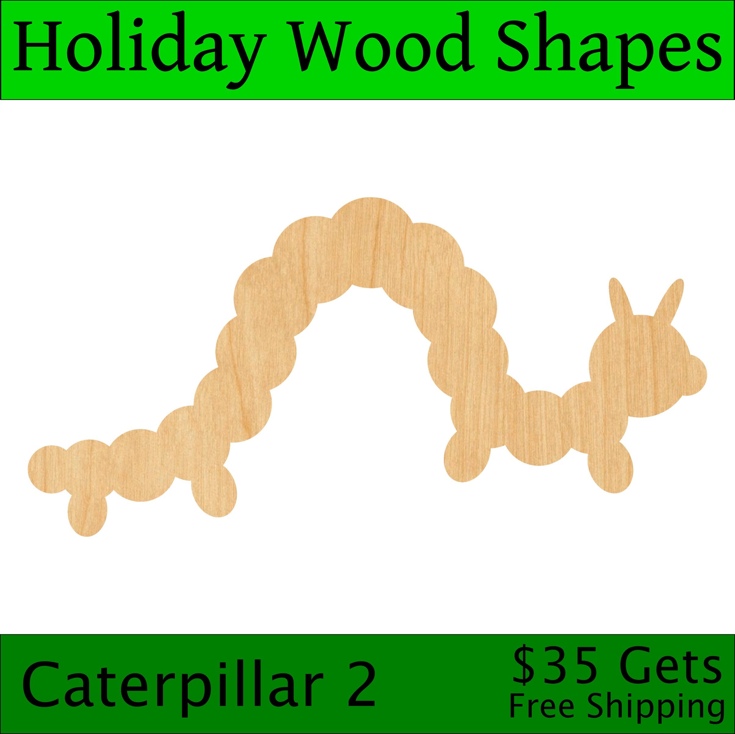 Laser Cut Caterpillar Design 2 Wood Blank, Crafting Supplies, Wooden ...