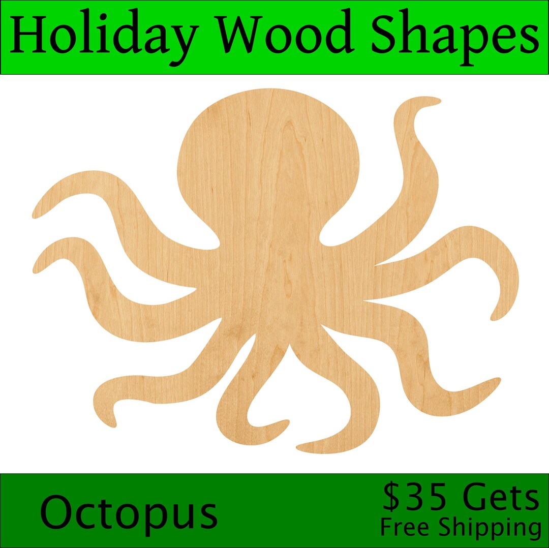 Laser Cut Octopus Wood Blank, Crafting Supplies, Wooden Cutout, DIY ...