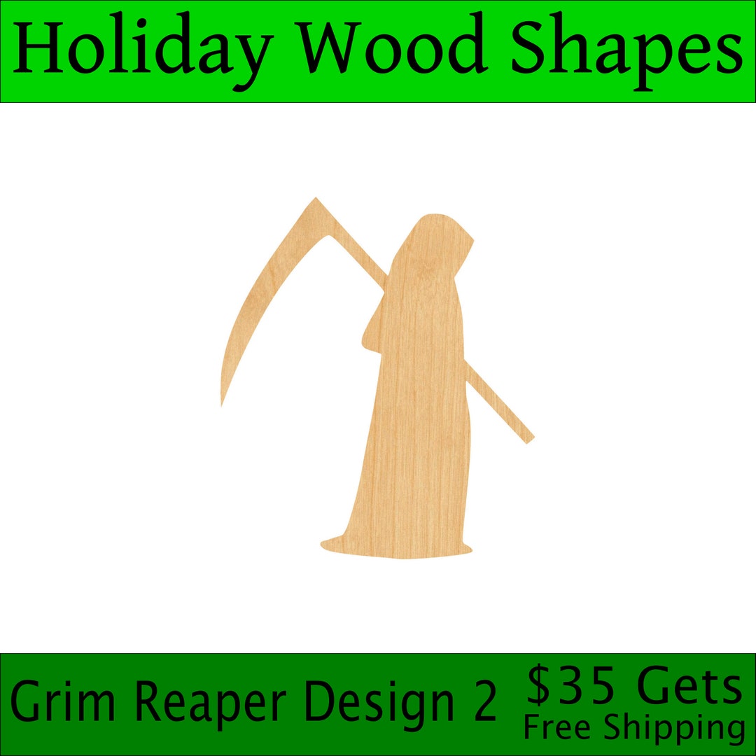 Laser Cut Grim Reaper Design 2 Wood Blank, Crafting Supplies, Wooden ...
