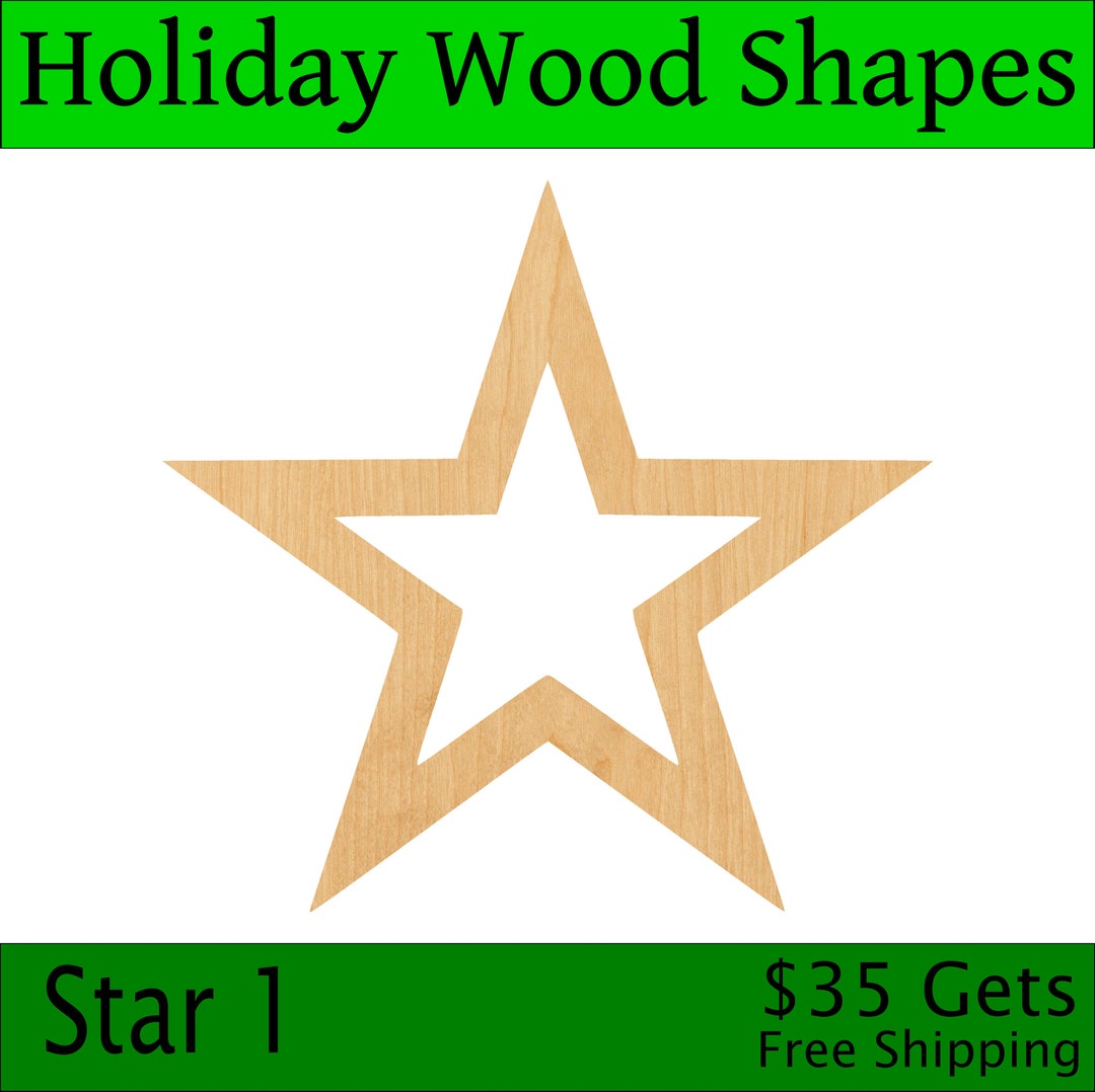 Laser Cut Star 1 Wood Blank, Crafting Supplies, Wooden Cutout, DIY ...